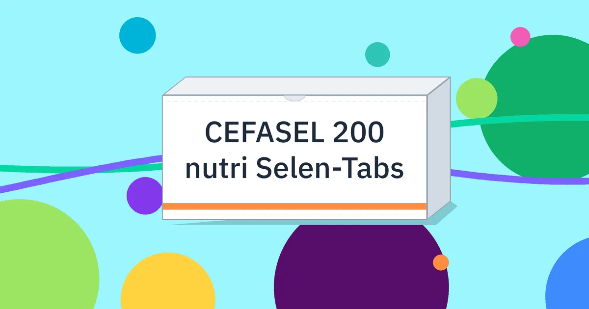 Symbolbild: Packung mit der Aufschrift CEFASEL 200 nutri Selen-Tabs (PZN 00854038) – Verfügbarkeit und Bezug in Apotheken in Frankfurt am Main