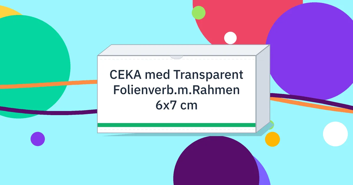 Symbolbild: Packung mit der Aufschrift CEKA med Transparent Folienverb.m.Rahmen 6x7 cm (PZN 19276839) – Verfügbarkeit und Bezug in Apotheken in Frankfurt am Main