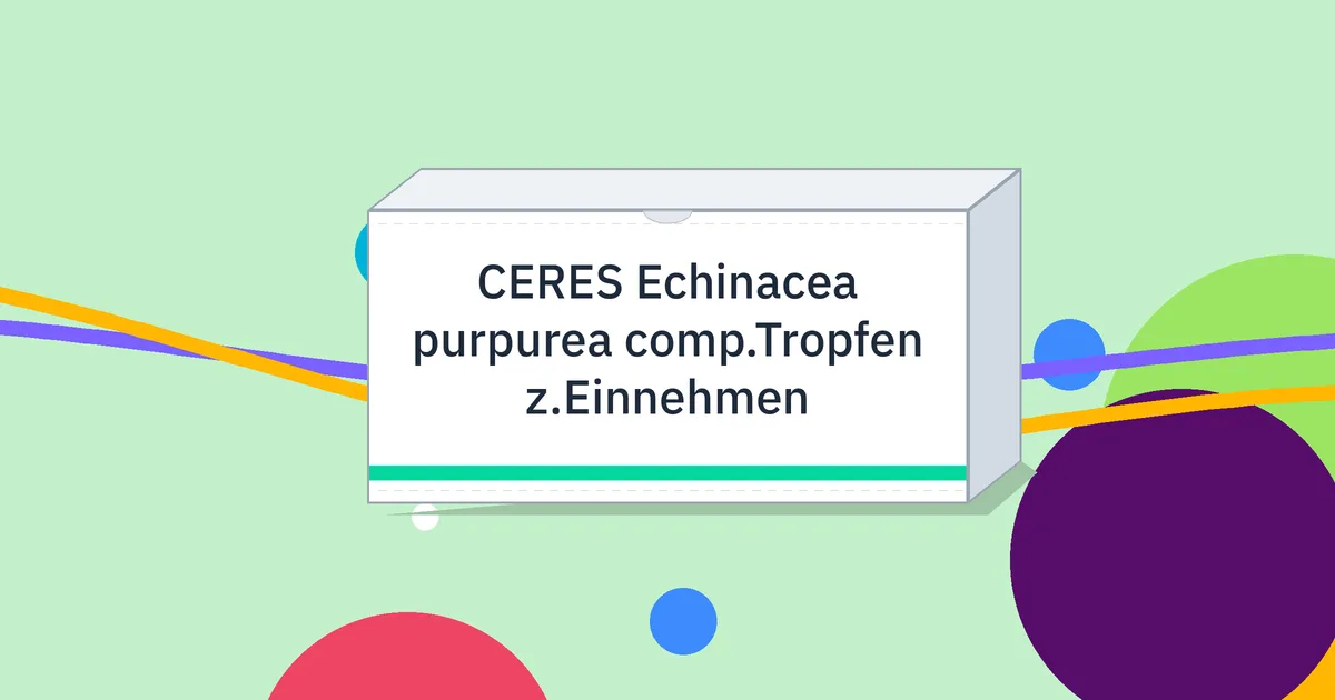 Symbolbild: Packung mit der Aufschrift CERES Echinacea purpurea comp.Tropfen z.Einnehmen (PZN 13910146) – Verfügbarkeit und Bezug in Apotheken in Frankfurt am Main