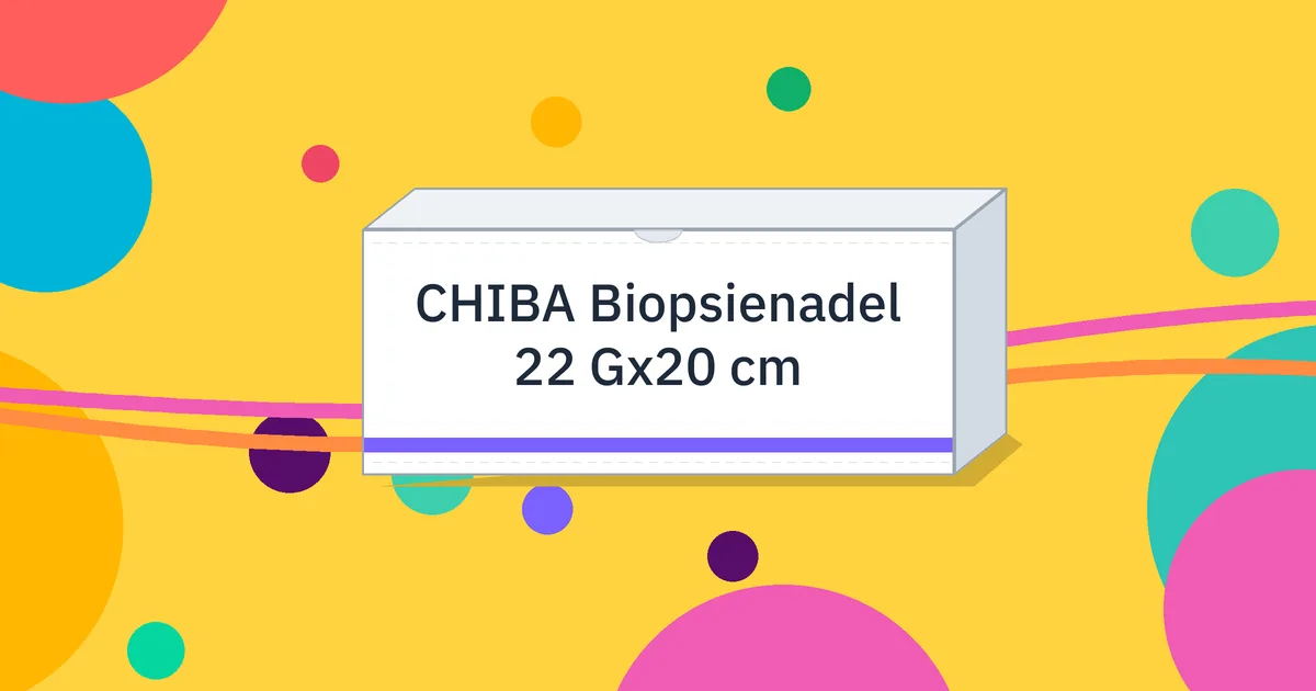 Symbolbild: Packung mit der Aufschrift CHIBA Biopsienadel 22 Gx20 cm (PZN 00295248) – Verfügbarkeit und Bezug in Apotheken in Frankfurt am Main