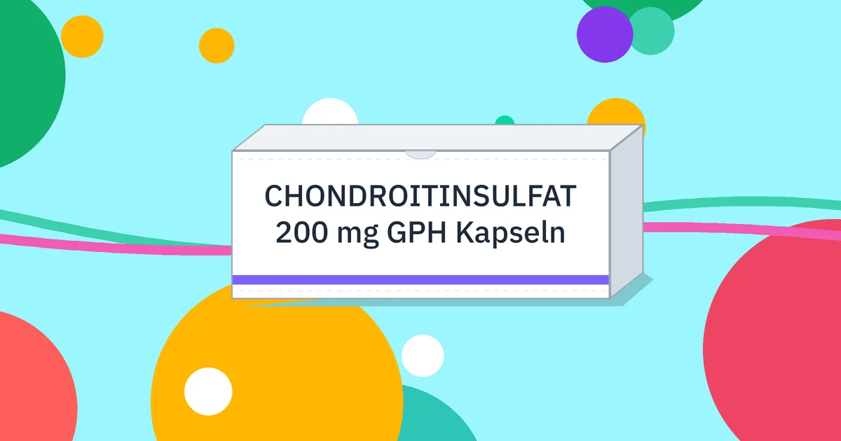 Symbolbild: Packung mit der Aufschrift CHONDROITINSULFAT 200 mg GPH Kapseln (PZN 09721787) – Verfügbarkeit und Bezug in Apotheken in Frankfurt am Main