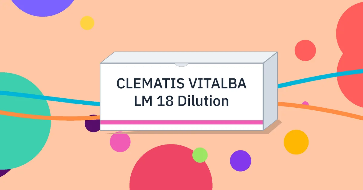 Symbolbild: Packung mit der Aufschrift CLEMATIS VITALBA LM 18 Dilution (PZN 13447429) – Verfügbarkeit und Bezug in Apotheken in Frankfurt am Main