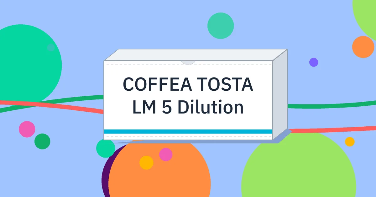 Symbolbild: Packung mit der Aufschrift COFFEA TOSTA LM 5 Dilution (PZN 12831195) – Verfügbarkeit und Bezug in Apotheken in Frankfurt am Main