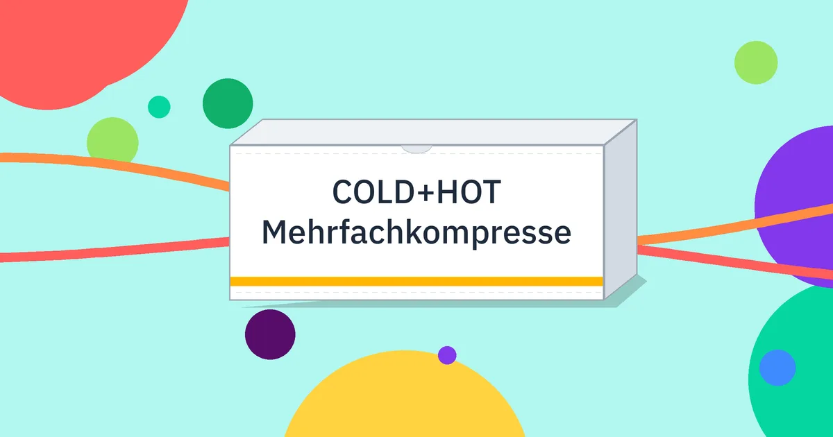 Symbolbild: Packung mit der Aufschrift COLD+HOT Mehrfachkompresse (PZN 06967542) – Verfügbarkeit und Bezug in Apotheken in Frankfurt am Main