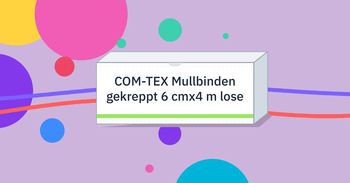 Symbolbild: Packung mit der Aufschrift COM-TEX Mullbinden gekreppt 6 cmx4 m lose (PZN 00027654) – Verfügbarkeit und Bezug in Apotheken in Frankfurt am Main