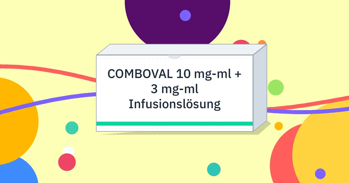 Symbolbild: Packung mit der Aufschrift COMBOVAL 10 mg-ml + 3 mg-ml Infusionslösung (PZN 17205545) – Verfügbarkeit und Bezug in Apotheken in Frankfurt am Main