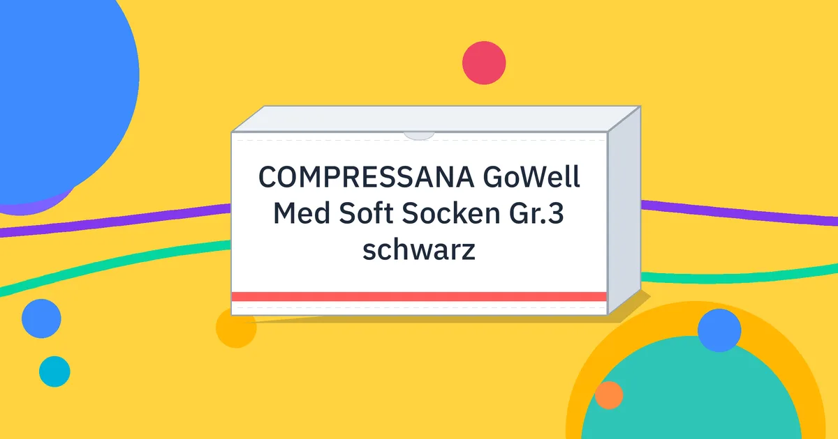 Symbolbild: Packung mit der Aufschrift COMPRESSANA GoWell Med Soft Socken Gr.3 schwarz (PZN 05143075) – Verfügbarkeit und Bezug in Apotheken in Frankfurt am Main