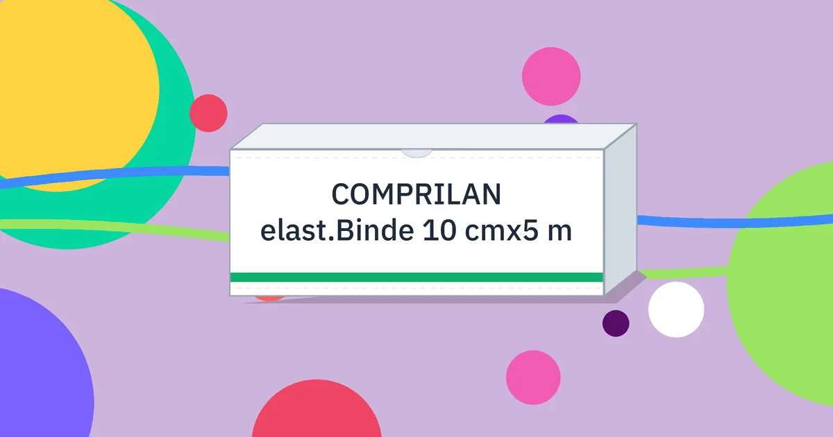 Symbolbild: Packung mit der Aufschrift COMPRILAN elast.Binde 10 cmx5 m (PZN 20141300) – Verfügbarkeit und Bezug in Apotheken in Frankfurt am Main