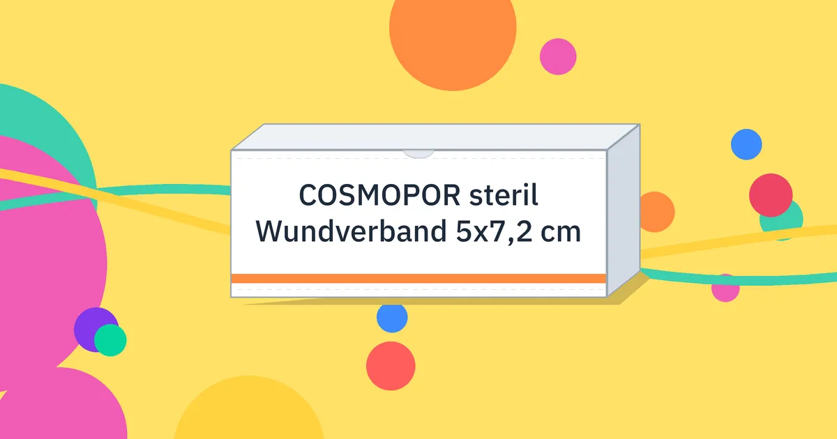 Symbolbild: Packung mit der Aufschrift COSMOPOR steril Wundverband 5x7,2 cm (PZN 18363039) – Verfügbarkeit und Bezug in Apotheken in Frankfurt am Main