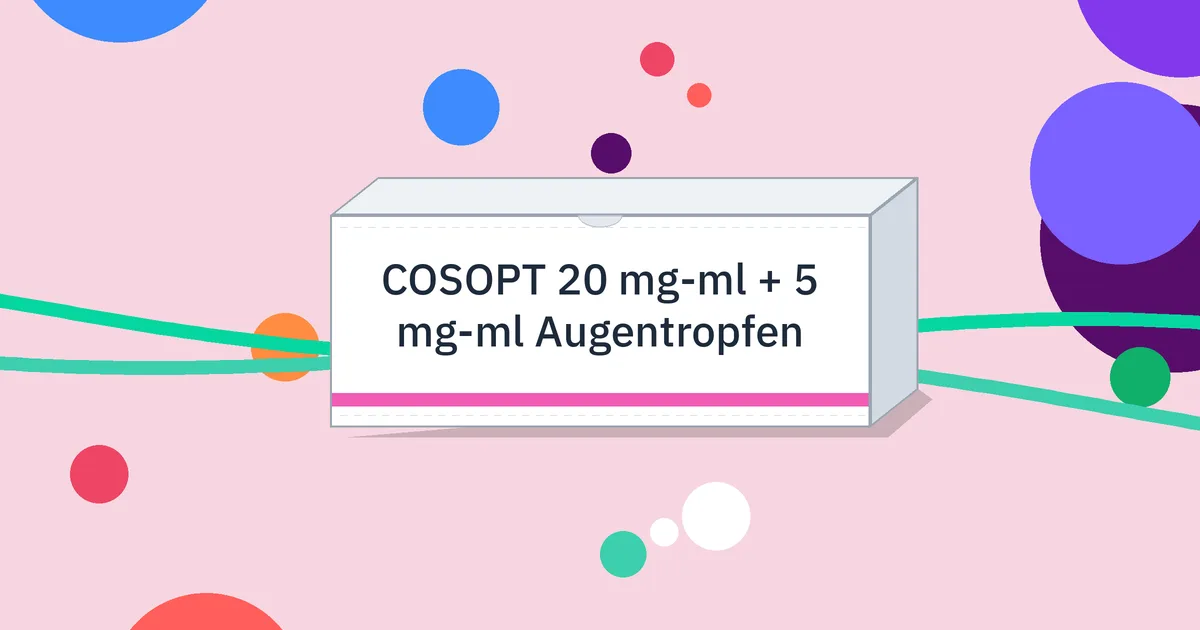 Symbolbild: Packung mit der Aufschrift COSOPT 20 mg-ml + 5 mg-ml Augentropfen (PZN 17176683) – Verfügbarkeit und Bezug in Apotheken in Frankfurt am Main