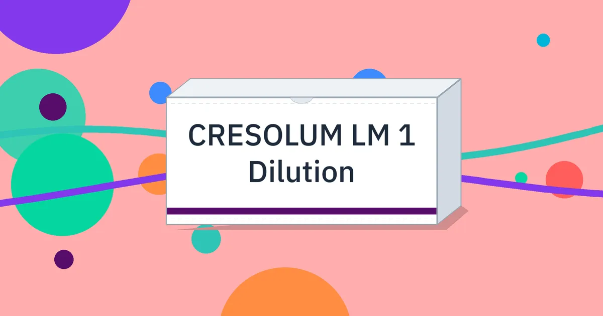 Symbolbild: Packung mit der Aufschrift CRESOLUM LM 1 Dilution (PZN 13456173) – Verfügbarkeit und Bezug in Apotheken in Frankfurt am Main