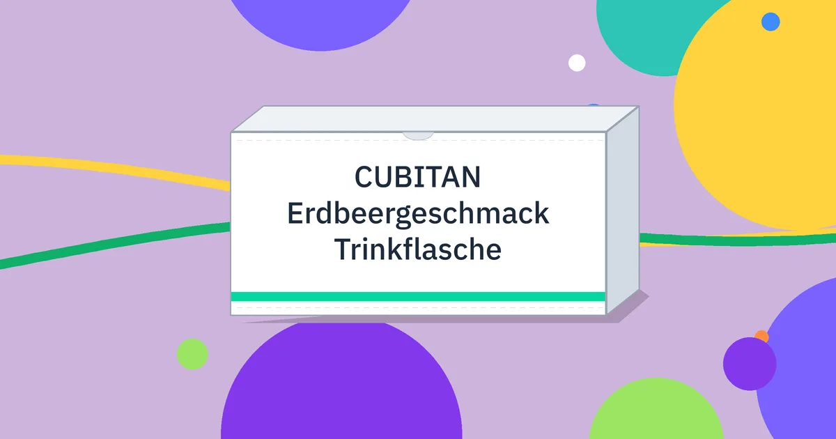 Symbolbild: Packung mit der Aufschrift CUBITAN Erdbeergeschmack Trinkflasche (PZN 01162070) – Verfügbarkeit und Bezug in Apotheken in Frankfurt am Main