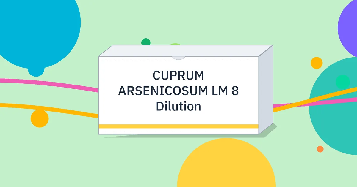 Symbolbild: Packung mit der Aufschrift CUPRUM ARSENICOSUM LM 8 Dilution (PZN 12837683) – Verfügbarkeit und Bezug in Apotheken in Frankfurt am Main