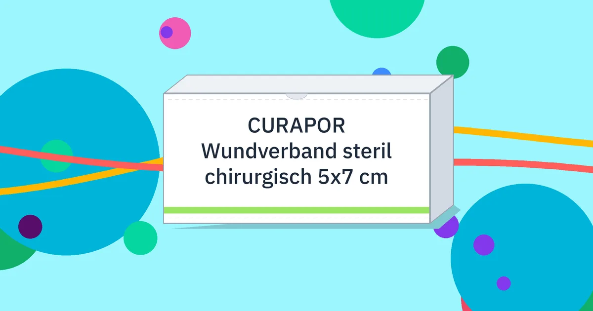 Symbolbild: Packung mit der Aufschrift CURAPOR Wundverband steril chirurgisch 5x7 cm (PZN 18834705) – Verfügbarkeit und Bezug in Apotheken in Frankfurt am Main