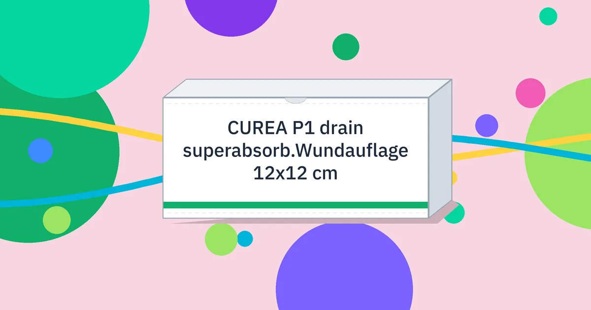 Symbolbild: Packung mit der Aufschrift CUREA P1 drain superabsorb.Wundauflage 12x12 cm (PZN 11113894) – Verfügbarkeit und Bezug in Apotheken in Frankfurt am Main