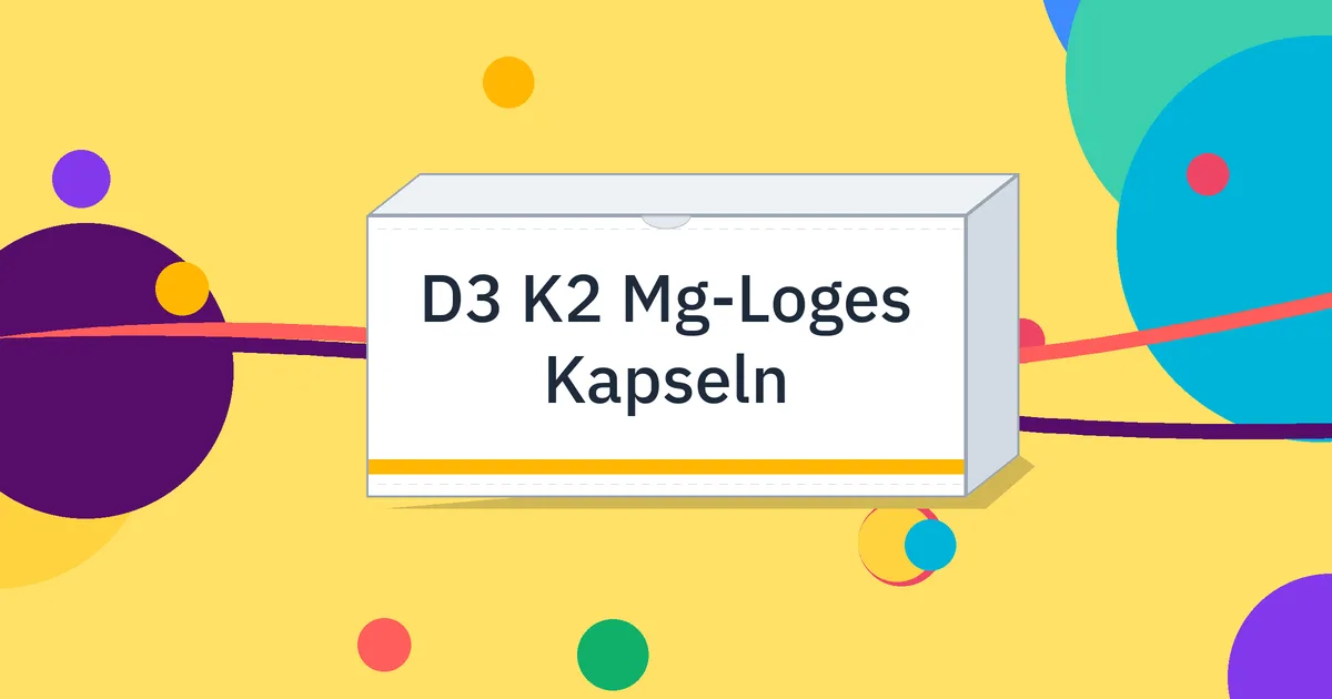Symbolbild: Packung mit der Aufschrift D3 K2 Mg-Loges Kapseln (PZN 19758998) – Verfügbarkeit und Bezug in Apotheken in Frankfurt am Main