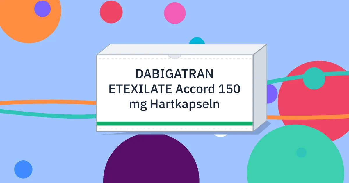 Symbolbild: Packung mit der Aufschrift DABIGATRAN ETEXILATE Accord 150 mg Hartkapseln (PZN 19366123) – Verfügbarkeit und Bezug in Apotheken in Frankfurt am Main