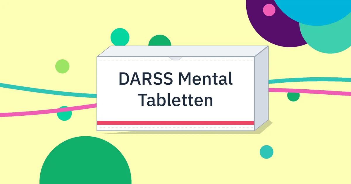 Symbolbild: Packung mit der Aufschrift DARSS Mental Tabletten (PZN 12442499) – Verfügbarkeit und Bezug in Apotheken in Frankfurt am Main