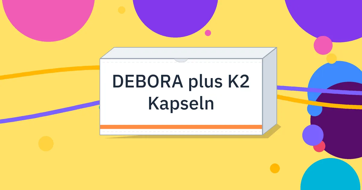 Symbolbild: Packung mit der Aufschrift DEBORA plus K2 Kapseln (PZN 12510172) – Verfügbarkeit und Bezug in Apotheken in Frankfurt am Main
