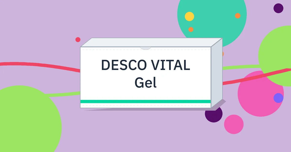 Symbolbild: Packung mit der Aufschrift DESCO VITAL Gel (PZN 14268462) – Verfügbarkeit und Bezug in Apotheken in Frankfurt am Main