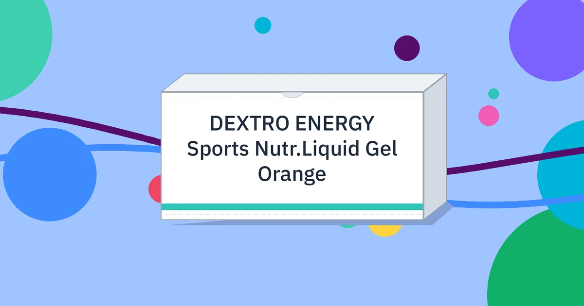 Symbolbild: Packung mit der Aufschrift DEXTRO ENERGY Sports Nutr.Liquid Gel Orange (PZN 06838916) – Verfügbarkeit und Bezug in Apotheken in Frankfurt am Main