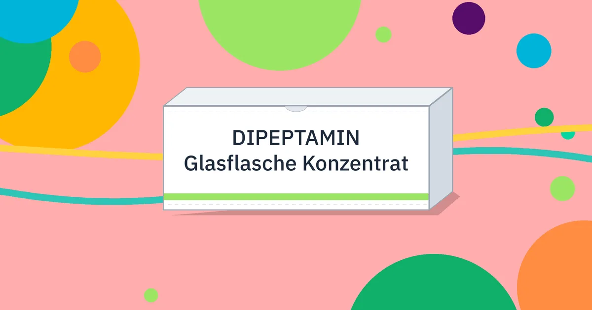 Symbolbild: Packung mit der Aufschrift DIPEPTAMIN Glasflasche Konzentrat (PZN 06977701) – Verfügbarkeit und Bezug in Apotheken in Frankfurt am Main