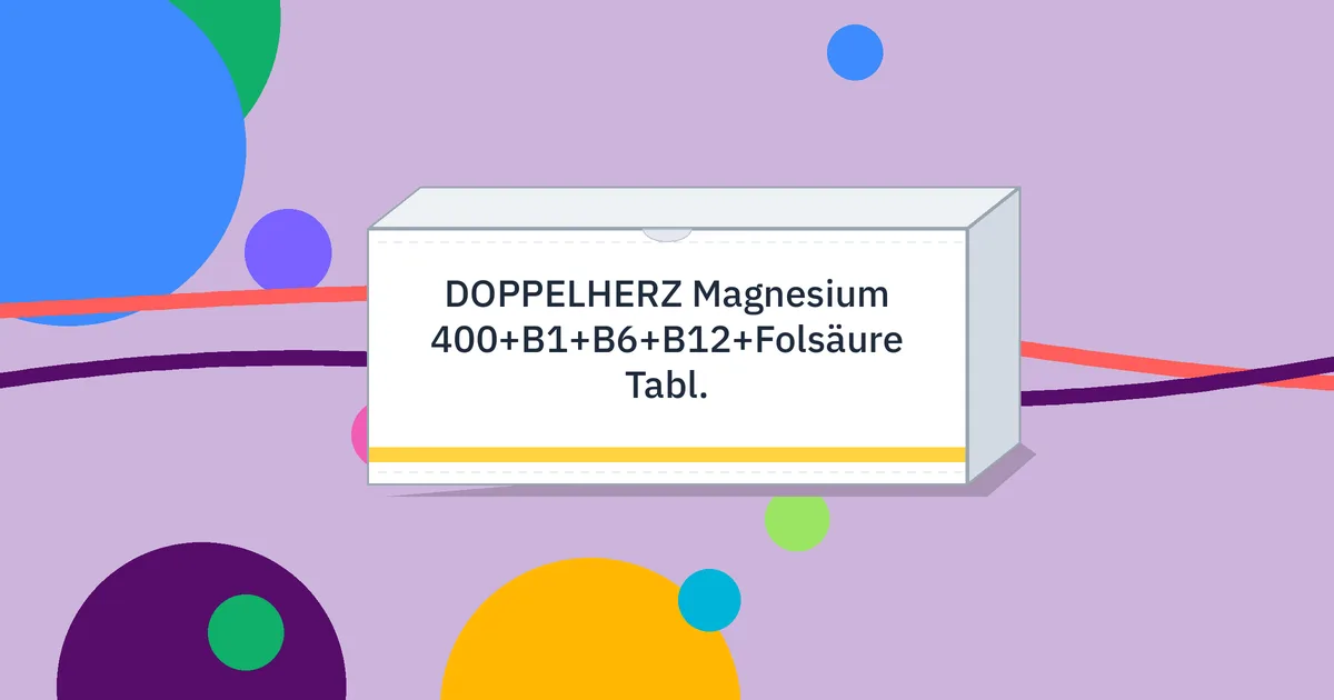 Symbolbild: Packung mit der Aufschrift DOPPELHERZ Magnesium 400+B1+B6+B12+Folsäure Tabl. (PZN 16350185) – Verfügbarkeit und Bezug in Apotheken in Frankfurt am Main