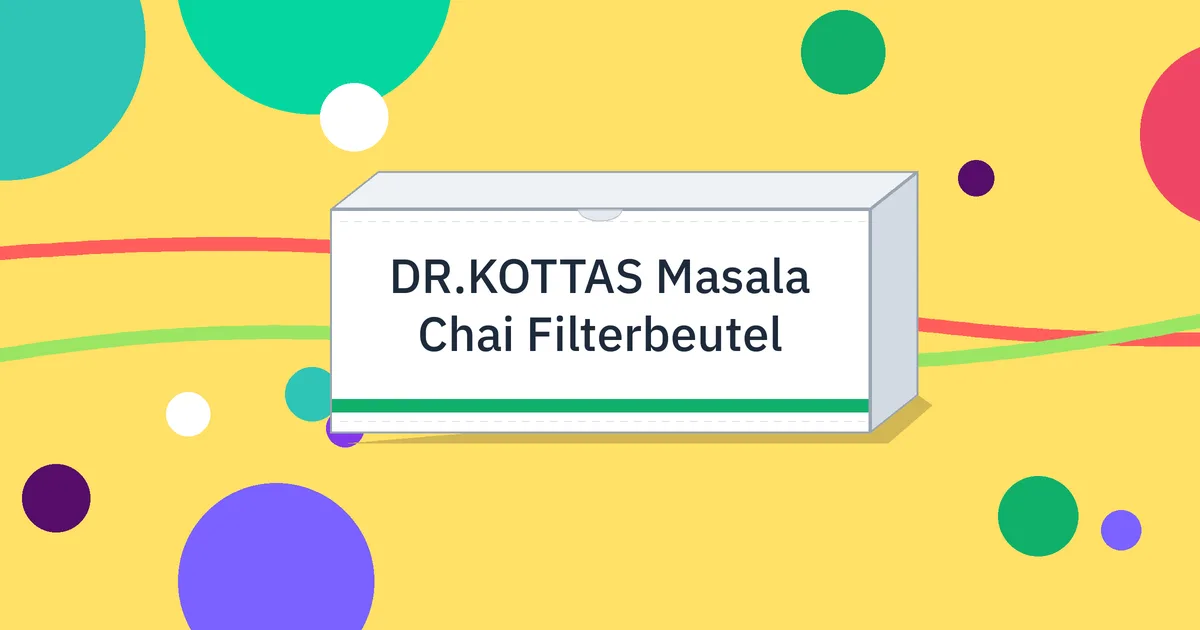 Symbolbild: Packung mit der Aufschrift DR.KOTTAS Masala Chai Filterbeutel (PZN 09919733) – Verfügbarkeit und Bezug in Apotheken in Frankfurt am Main