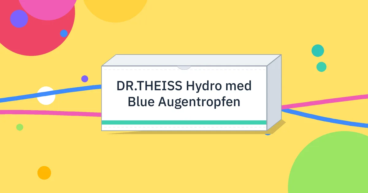 Symbolbild: Packung mit der Aufschrift DR.THEISS Hydro med Blue Augentropfen (PZN 18139750) – Verfügbarkeit und Bezug in Apotheken in Frankfurt am Main