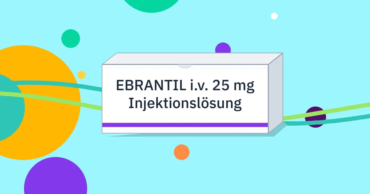 Symbolbild: Packung mit der Aufschrift EBRANTIL i.v. 25 mg Injektionslösung (PZN 03487907) – Verfügbarkeit und Bezug in Apotheken in Frankfurt am Main