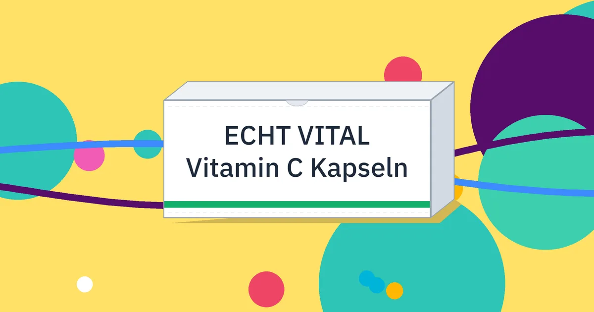 Symbolbild: Packung mit der Aufschrift ECHT VITAL Vitamin C Kapseln (PZN 11136955) – Verfügbarkeit und Bezug in Apotheken in Frankfurt am Main