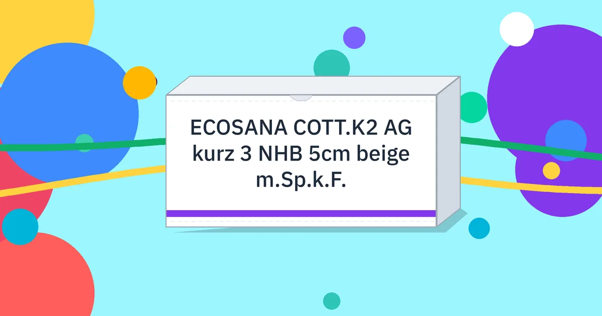 Symbolbild: Packung mit der Aufschrift ECOSANA COTT.K2 AG kurz 3 NHB 5cm beige m.Sp.k.F. (PZN 16949462) – Verfügbarkeit und Bezug in Apotheken in Frankfurt am Main