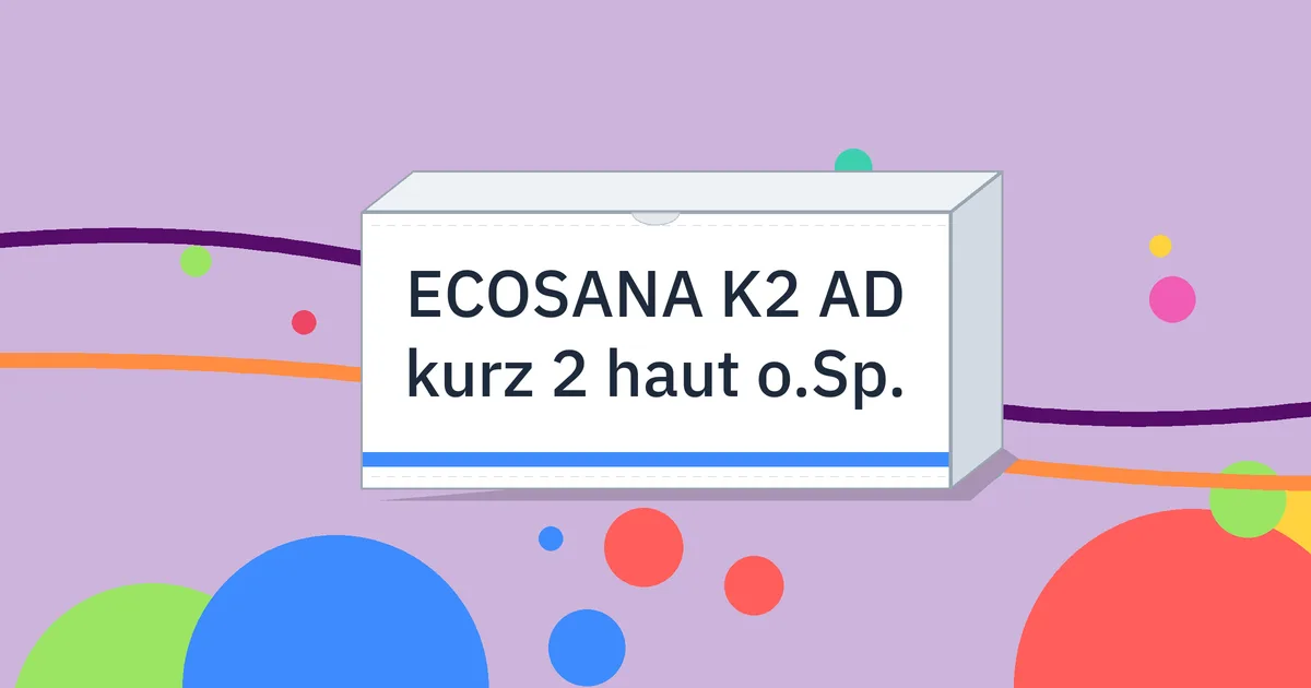 Symbolbild: Packung mit der Aufschrift ECOSANA K2 AD kurz 2 haut o.Sp. (PZN 01336765) – Verfügbarkeit und Bezug in Apotheken in Frankfurt am Main