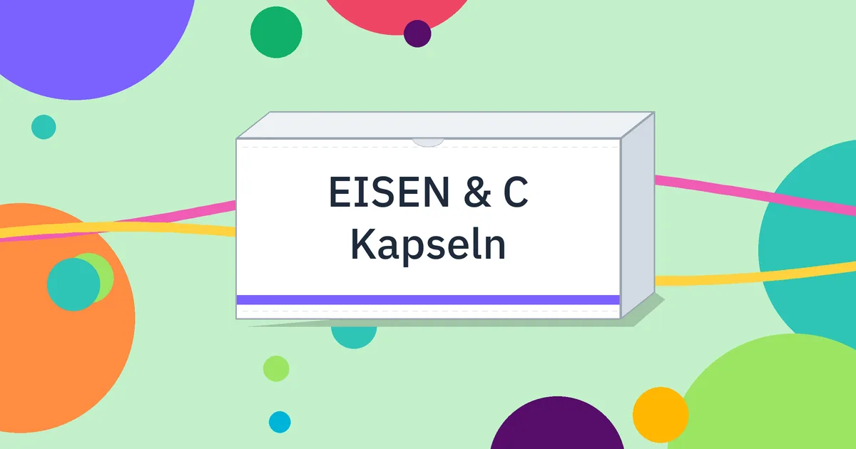 Symbolbild: Packung mit der Aufschrift EISEN & C Kapseln (PZN 03863635) – Verfügbarkeit und Bezug in Apotheken in Frankfurt am Main