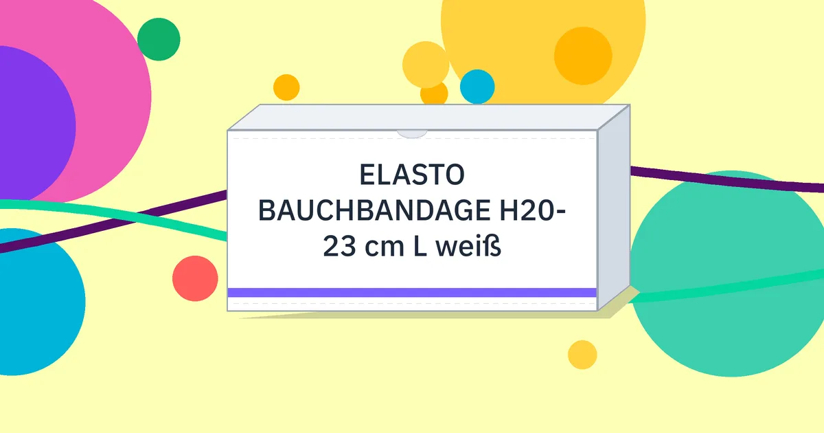 Symbolbild: Packung mit der Aufschrift ELASTO BAUCHBANDAGE H20-23 cm L weiß (PZN 09108986) – Verfügbarkeit und Bezug in Apotheken in Frankfurt am Main