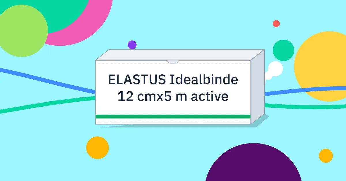Symbolbild: Packung mit der Aufschrift ELASTUS Idealbinde 12 cmx5 m active (PZN 01311883) – Verfügbarkeit und Bezug in Apotheken in Frankfurt am Main