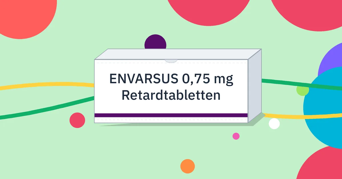 Symbolbild: Packung mit der Aufschrift ENVARSUS 0,75 mg Retardtabletten (PZN 16882462) – Verfügbarkeit und Bezug in Apotheken in Frankfurt am Main