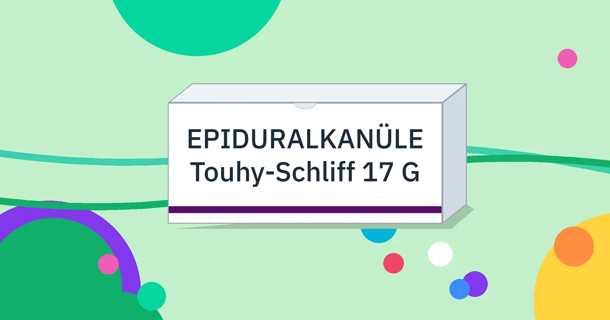 Symbolbild: Packung mit der Aufschrift EPIDURALKANÜLE Touhy-Schliff 17 G (PZN 02294454) – Verfügbarkeit und Bezug in Apotheken in Frankfurt am Main