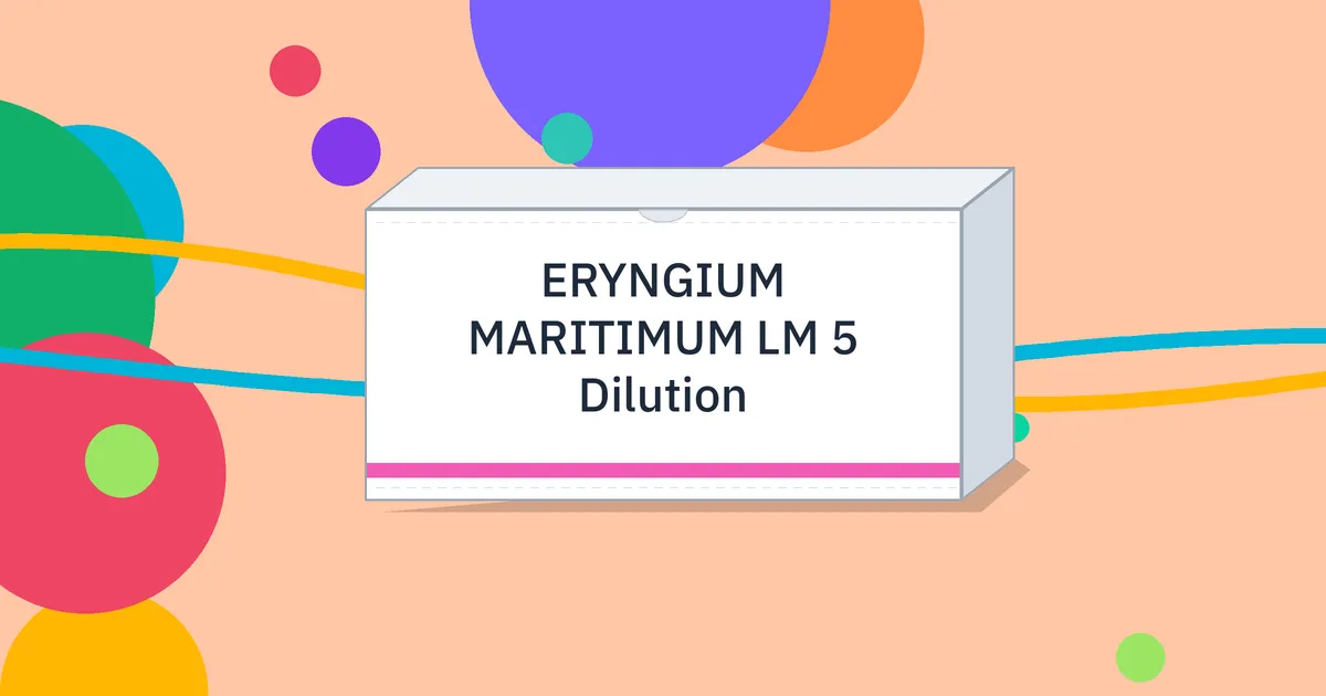 Symbolbild: Packung mit der Aufschrift ERYNGIUM MARITIMUM LM 5 Dilution (PZN 13478938) – Verfügbarkeit und Bezug in Apotheken in Frankfurt am Main