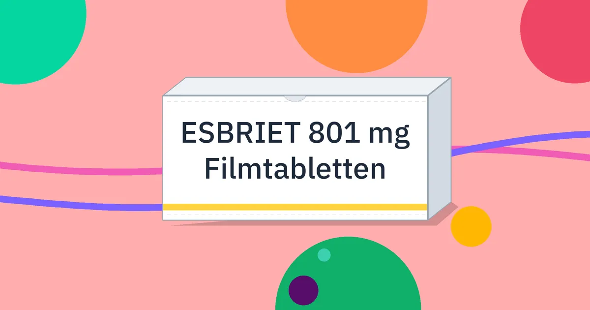 Symbolbild: Packung mit der Aufschrift ESBRIET 801 mg Filmtabletten (PZN 16941555) – Verfügbarkeit und Bezug in Apotheken in Frankfurt am Main