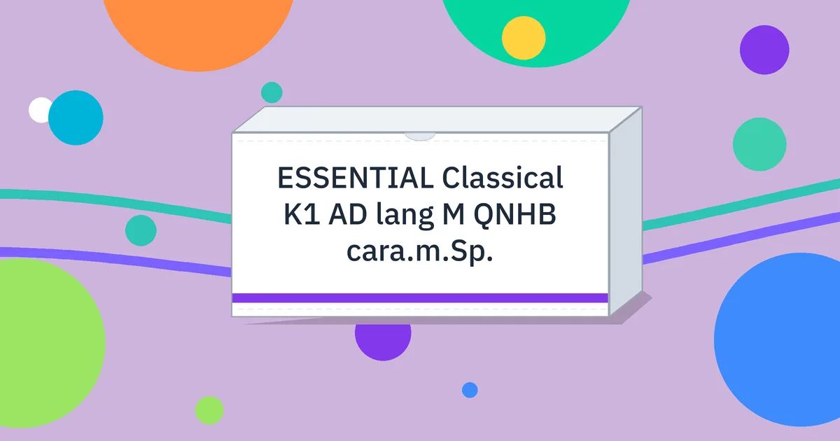 Symbolbild: Packung mit der Aufschrift ESSENTIAL Classical K1 AD lang M QNHB cara.m.Sp. (PZN 18866852) – Verfügbarkeit und Bezug in Apotheken in Frankfurt am Main
