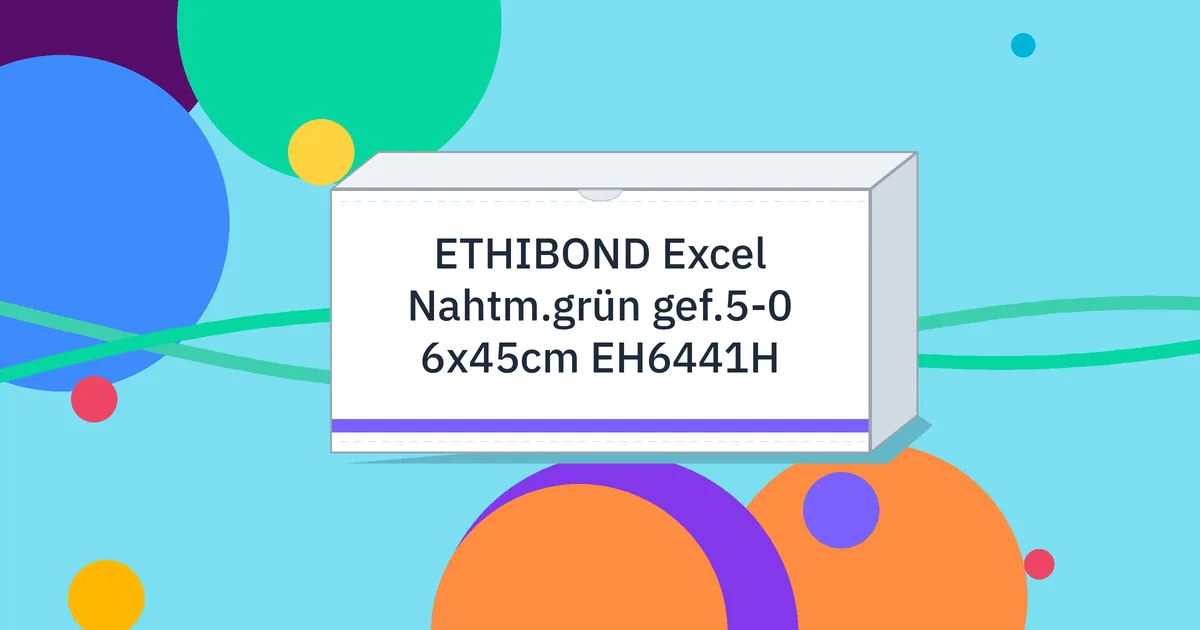 Symbolbild: Packung mit der Aufschrift ETHIBOND Excel Nahtm.grün gef.5-0 6x45cm EH6441H (PZN 20852225) – Verfügbarkeit und Bezug in Apotheken in Frankfurt am Main