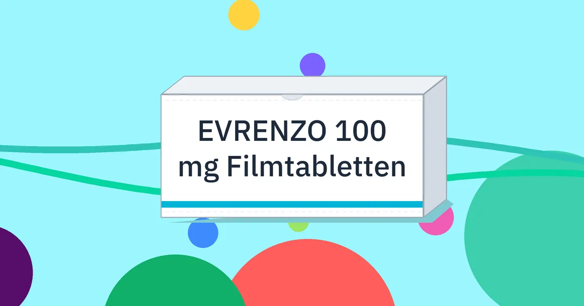 Symbolbild: Packung mit der Aufschrift EVRENZO 100 mg Filmtabletten (PZN 19542181) – Verfügbarkeit und Bezug in Apotheken in Frankfurt am Main