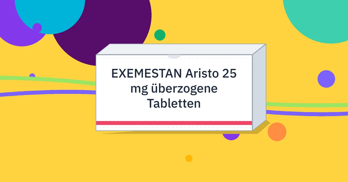 Symbolbild: Packung mit der Aufschrift EXEMESTAN Aristo 25 mg überzogene Tabletten (PZN 09081371) – Verfügbarkeit und Bezug in Apotheken in Frankfurt am Main