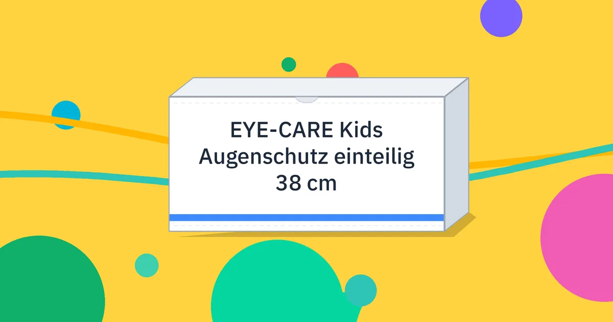 Symbolbild: Packung mit der Aufschrift EYE-CARE Kids Augenschutz einteilig 38 cm (PZN 19117199) – Verfügbarkeit und Bezug in Apotheken in Frankfurt am Main