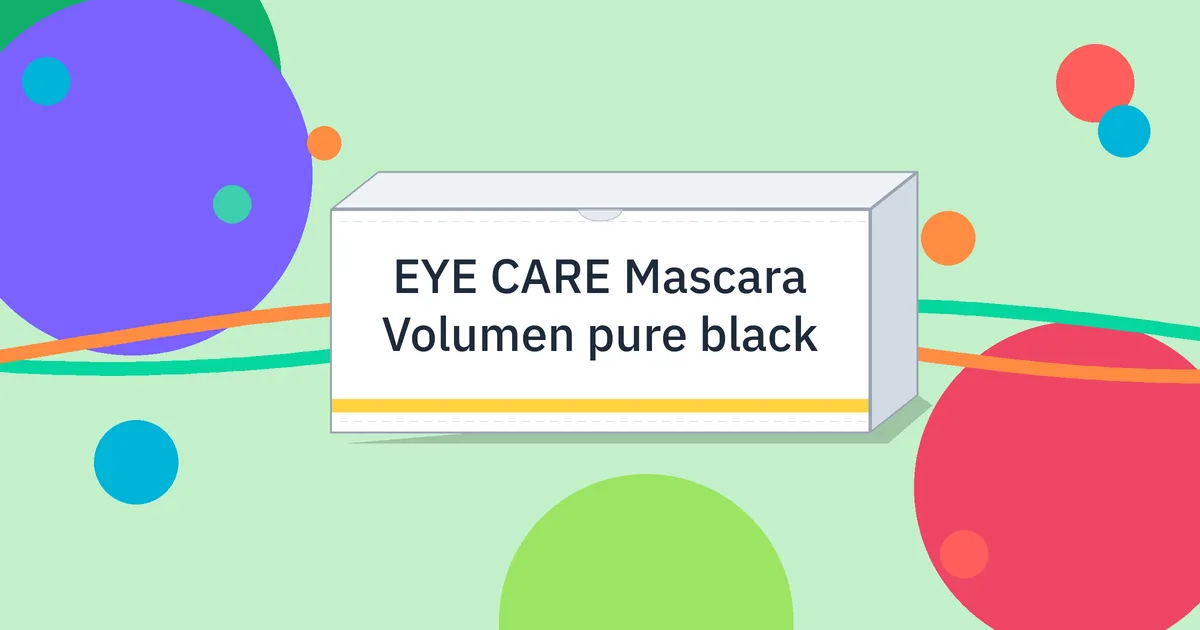 Symbolbild: Packung mit der Aufschrift EYE CARE Mascara Volumen pure black (PZN 10146839) – Verfügbarkeit und Bezug in Apotheken in Frankfurt am Main