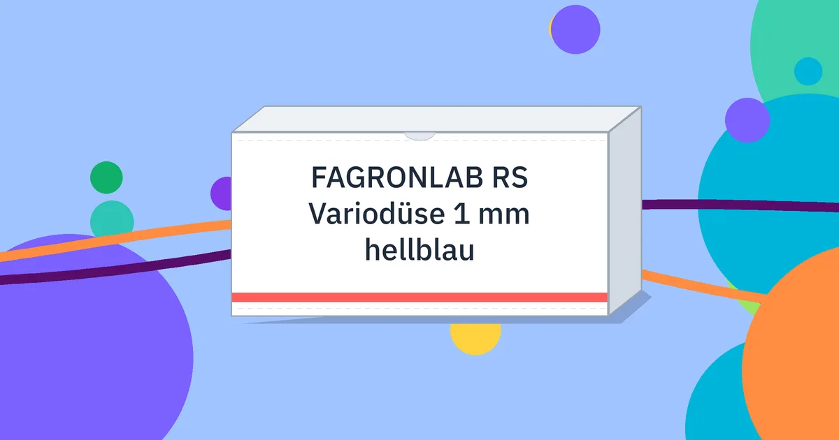 Symbolbild: Packung mit der Aufschrift FAGRONLAB RS Variodüse 1 mm hellblau (PZN 20912418) – Verfügbarkeit und Bezug in Apotheken in Frankfurt am Main