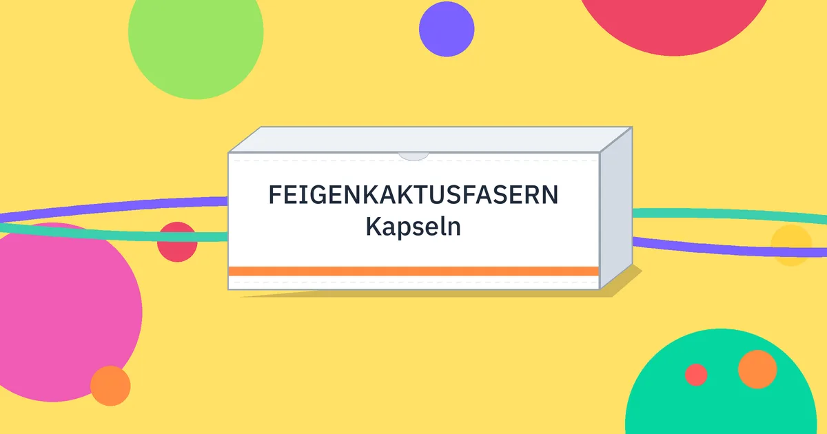 Symbolbild: Packung mit der Aufschrift FEIGENKAKTUSFASERN Kapseln (PZN 19482295) – Verfügbarkeit und Bezug in Apotheken in Frankfurt am Main
