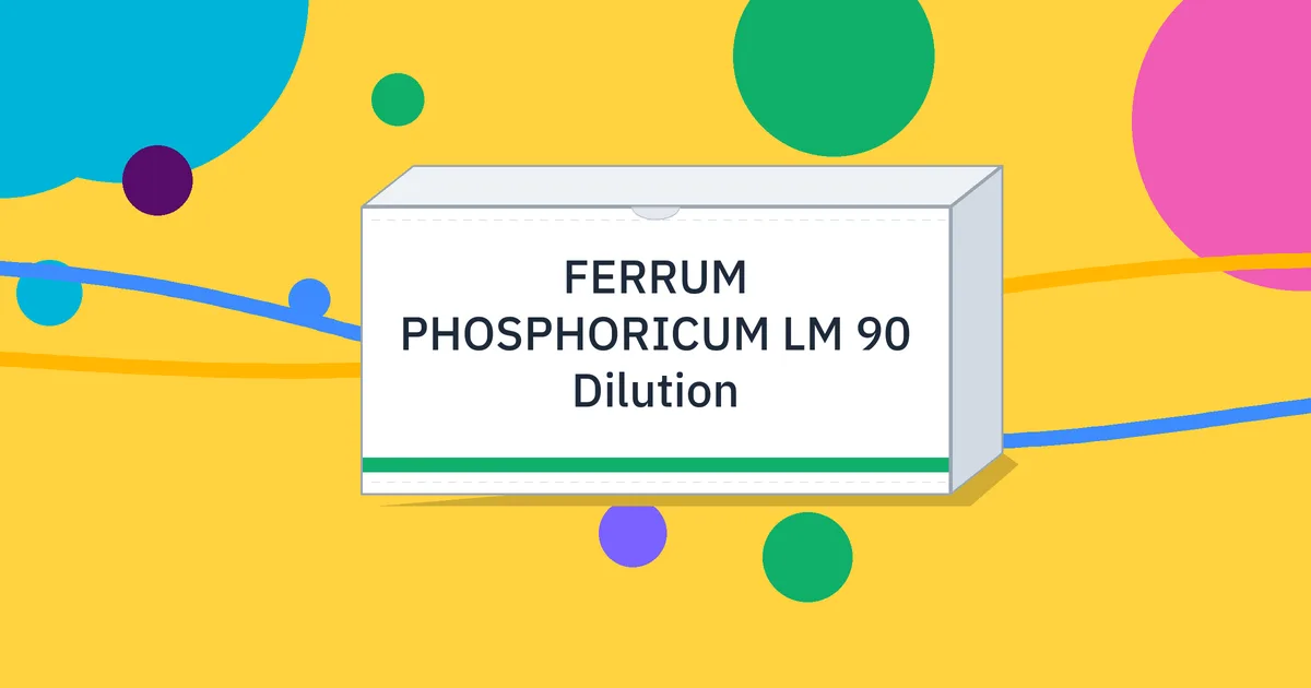 Symbolbild: Packung mit der Aufschrift FERRUM PHOSPHORICUM LM 90 Dilution (PZN 12852381) – Verfügbarkeit und Bezug in Apotheken in Frankfurt am Main