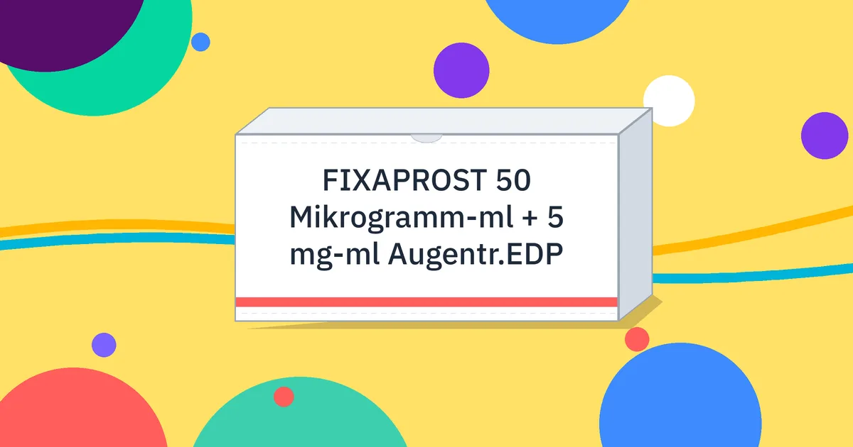 Symbolbild: Packung mit der Aufschrift FIXAPROST 50 Mikrogramm-ml + 5 mg-ml Augentr.EDP (PZN 18491412) – Verfügbarkeit und Bezug in Apotheken in Frankfurt am Main